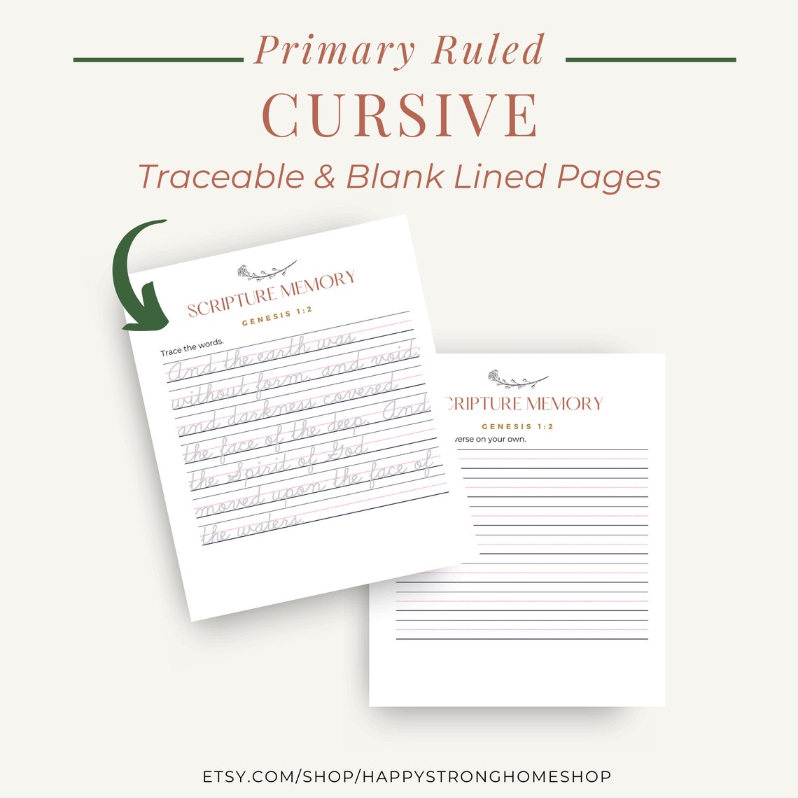 Genesis 1 Scripture Copywork Printable – Cursive & Print Handwriting ...