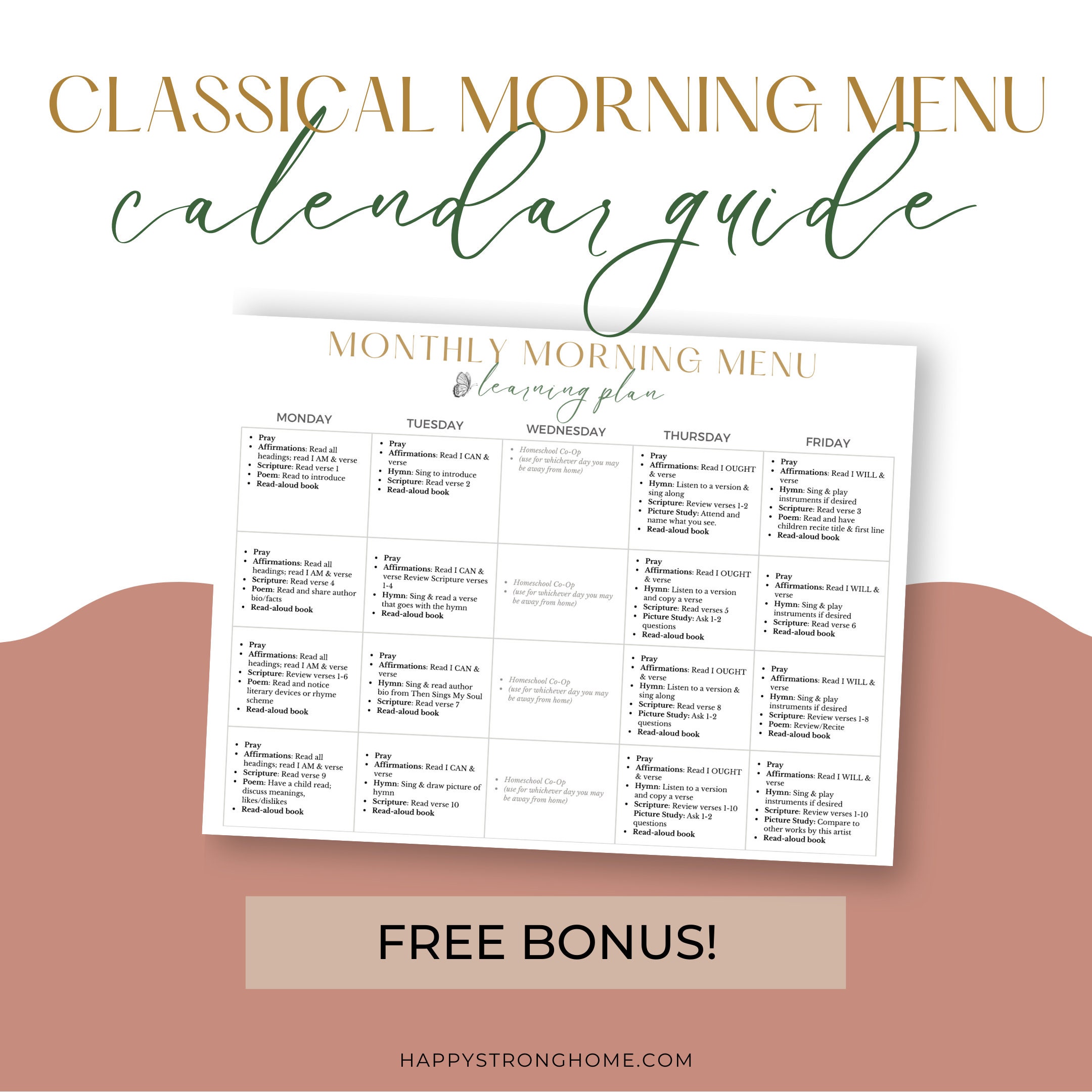 MAY Classical Morning Menu Printable (morning Time | Homeschool ...