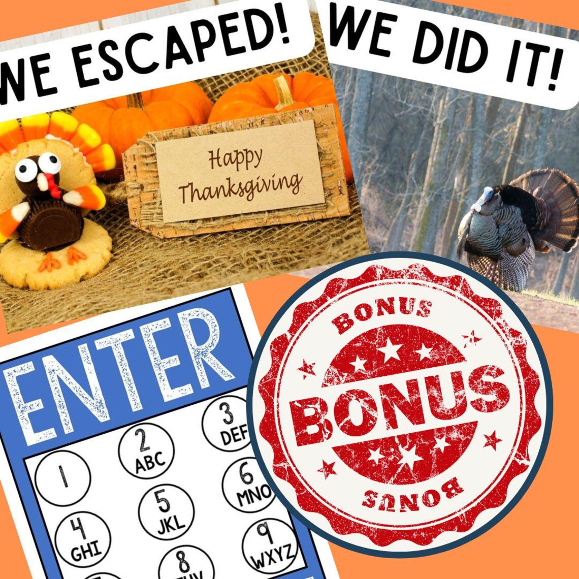 Turkey Escape Thanksgiving Escape Room Puzzle Game - Mini 4 PUZZLE ...