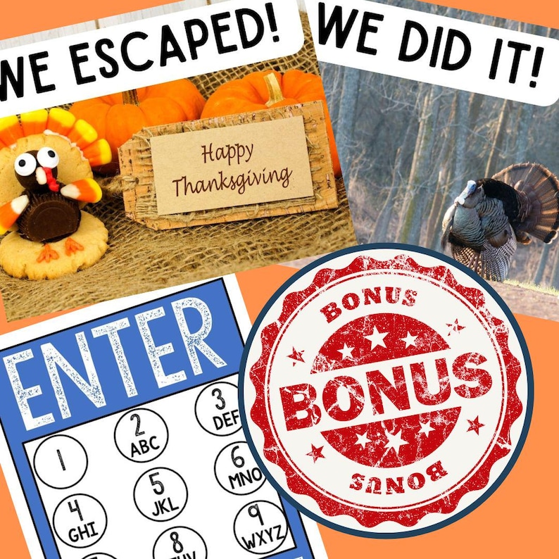 Turkey Escape Thanksgiving Escape Room Puzzle Game - Mini 4 PUZZLE ...