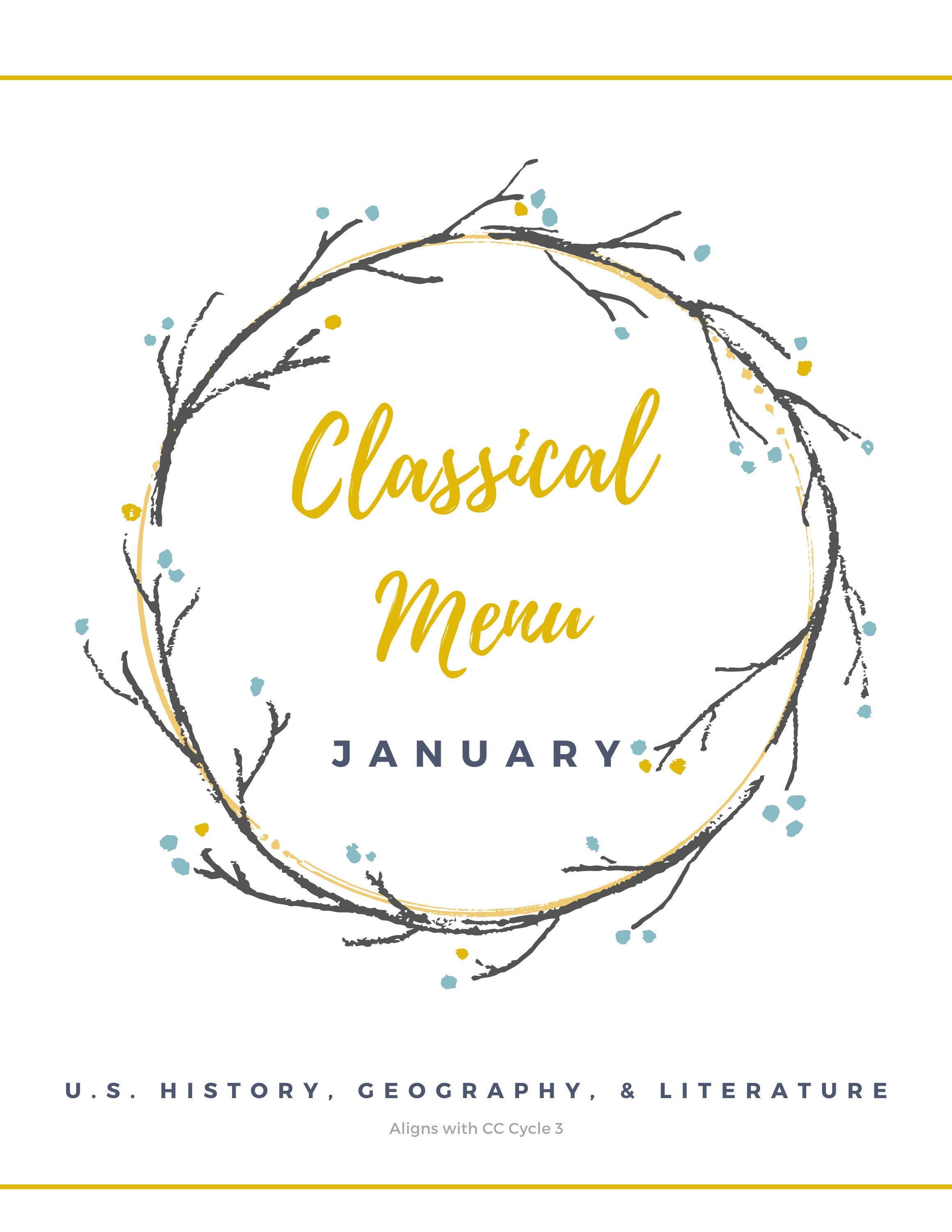 JANUARY Classical Morning Menu Printable morning Time / - Etsy