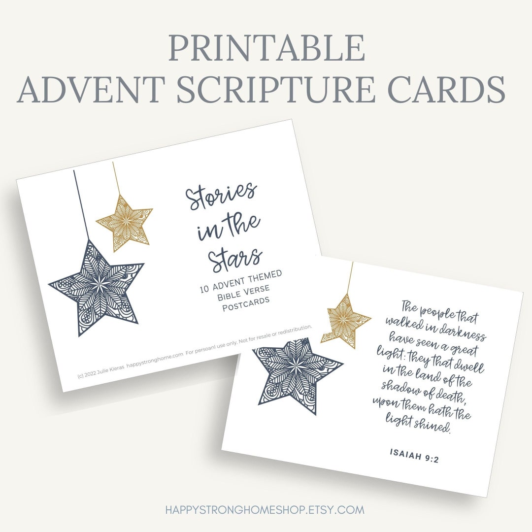 Advent Scripture Verse Cards Printable (DIGITAL, PDF Only, Christmas ...