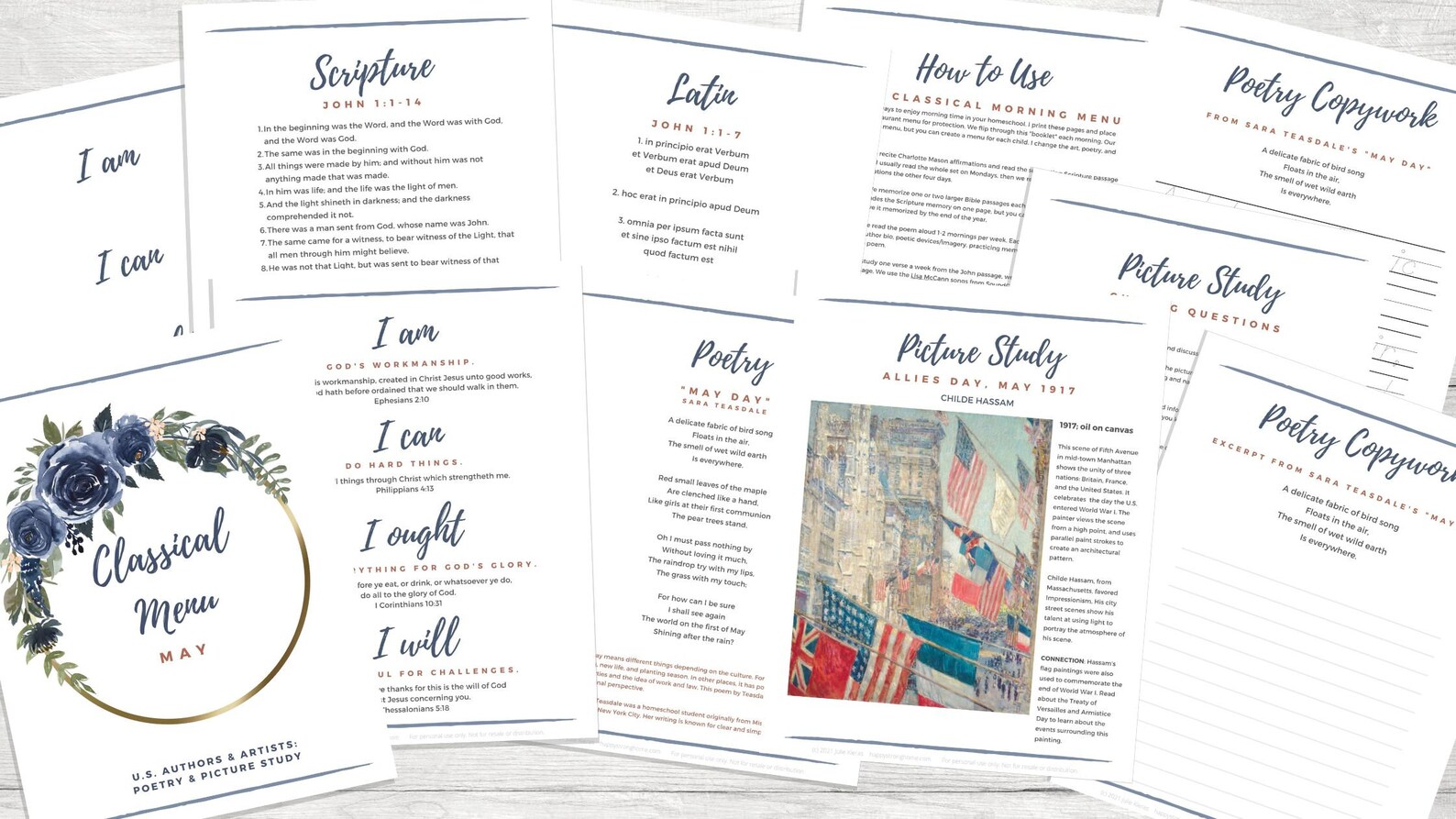 MAY Classical Morning Menu Printable (morning Time | Homeschool ...