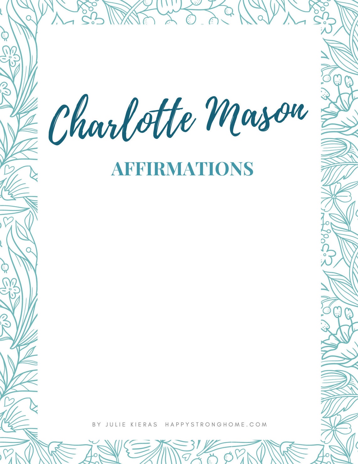Charlotte Mason Affirmations Pages (morning Time Printable, Homeschool ...