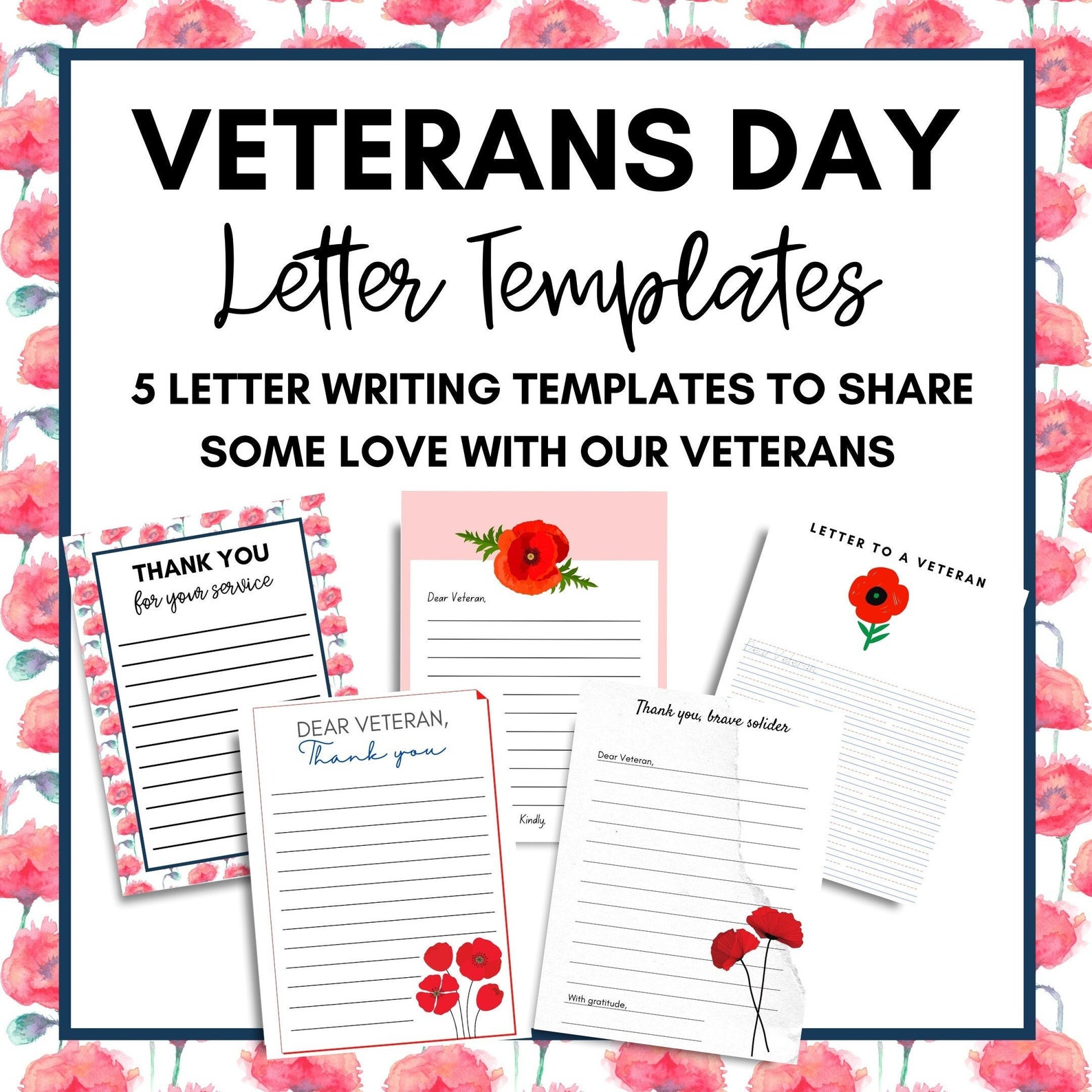 Veterans Day Thank You Letter Template Printable W/bonus Video | Etsy