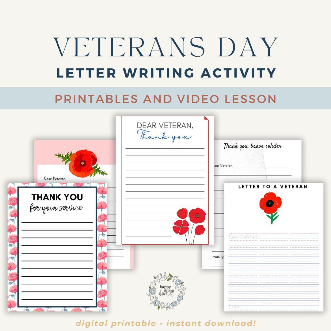 Printable Veterans Day Letter Template for Kids – Homeschool, Classroom ...