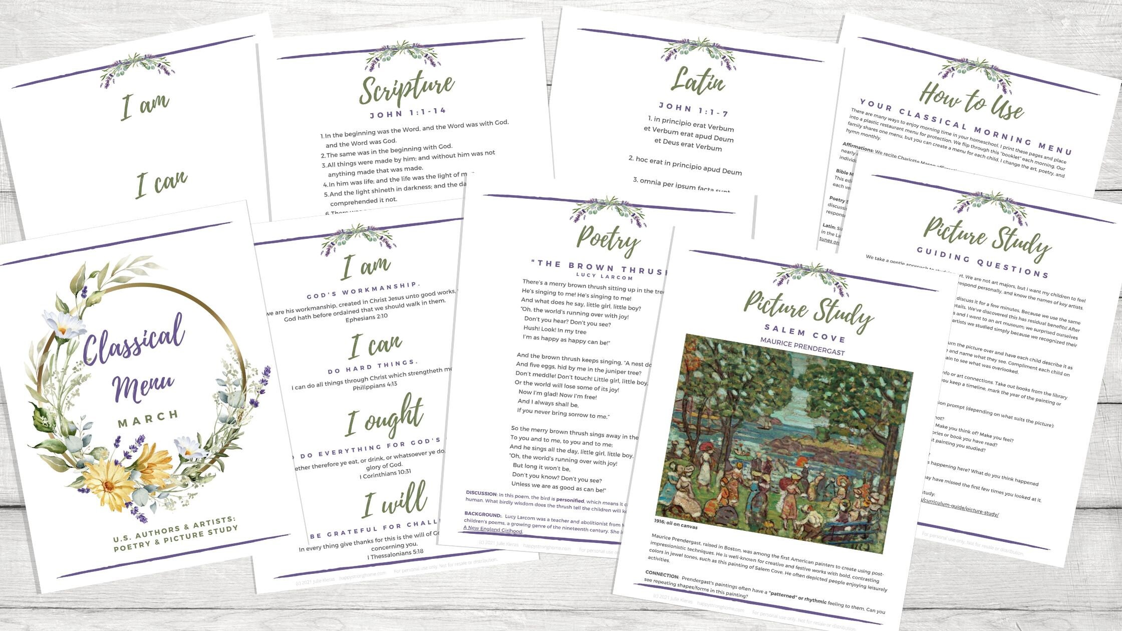 MARCH Classical Morning Menu Printable (morning Time | Homeschool ...