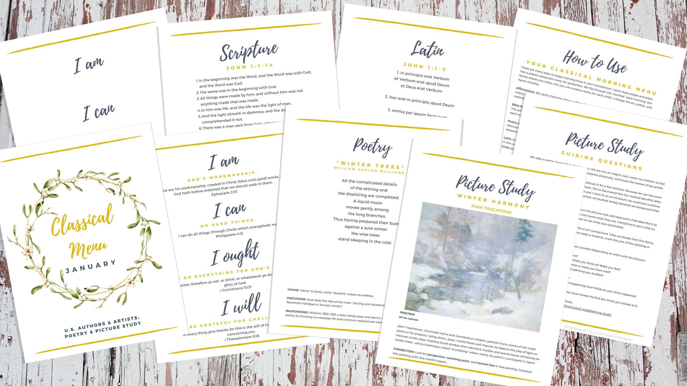 JANUARY Classical Morning Menu Printable (morning Time | Homeschool ...