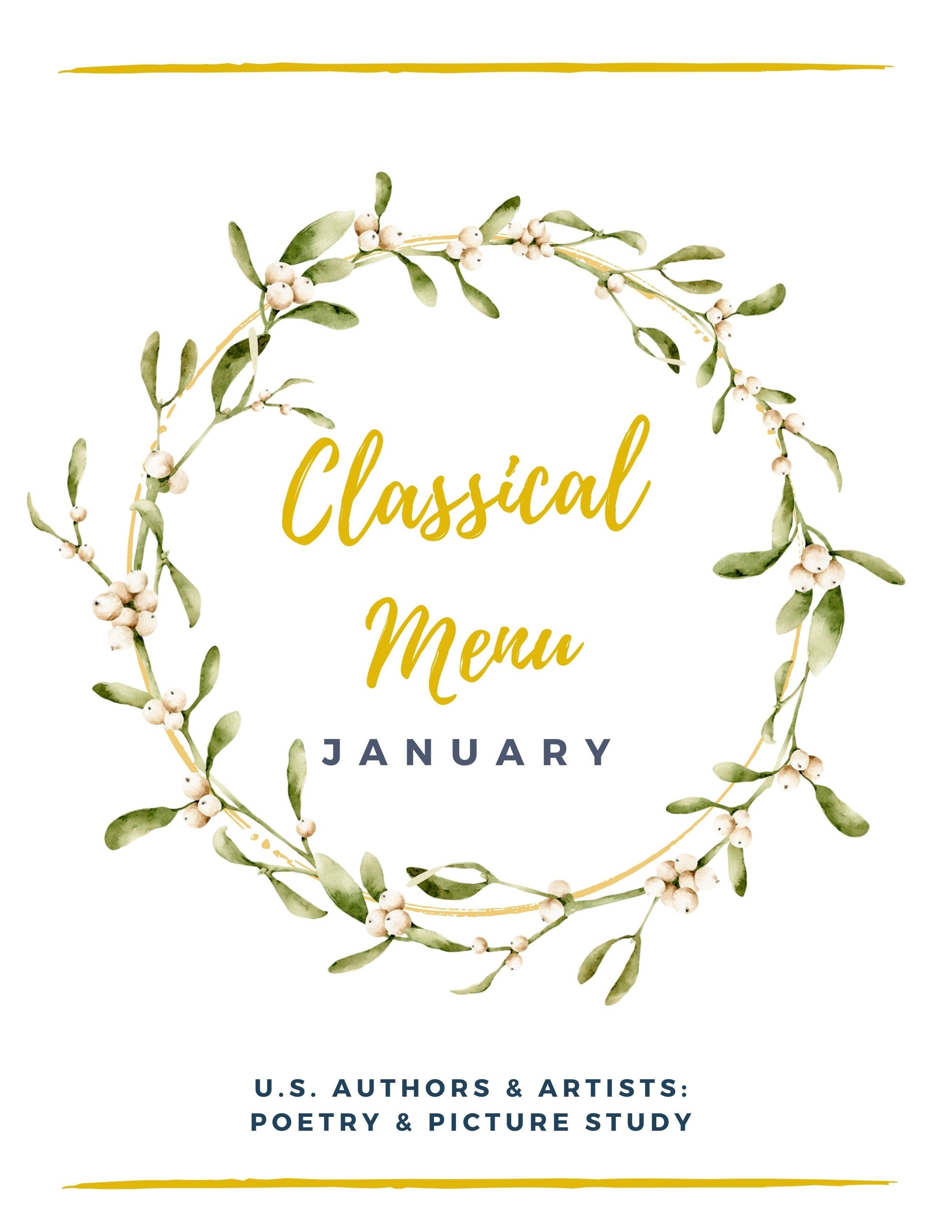 JANUARY Classical Morning Menu Printable (morning Time | Homeschool ...