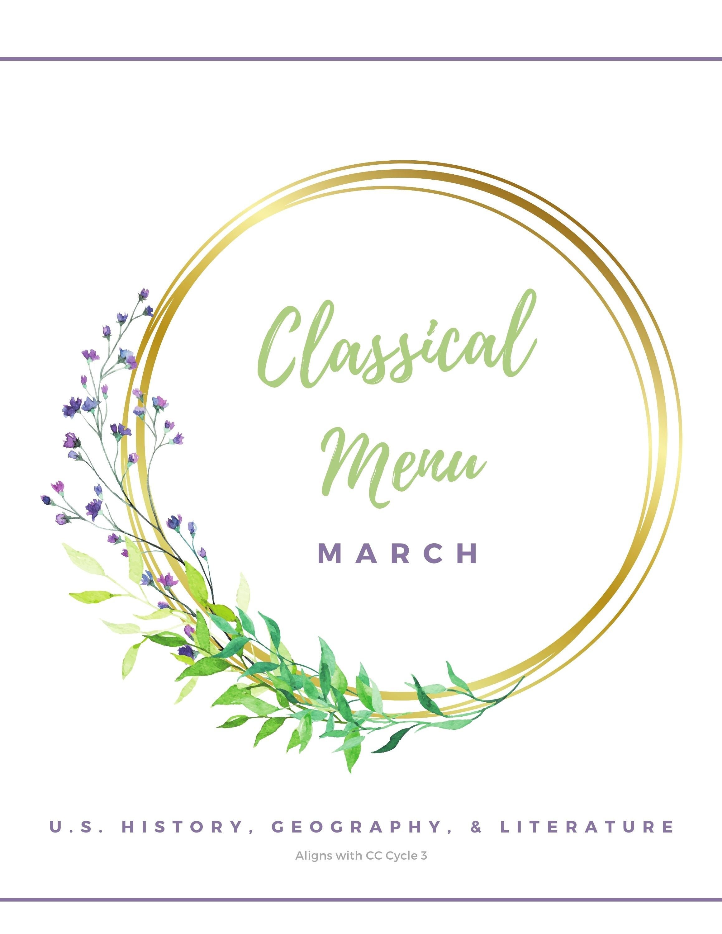 MARCH Classical Morning Menu Printable morning Time / Circle - Etsy