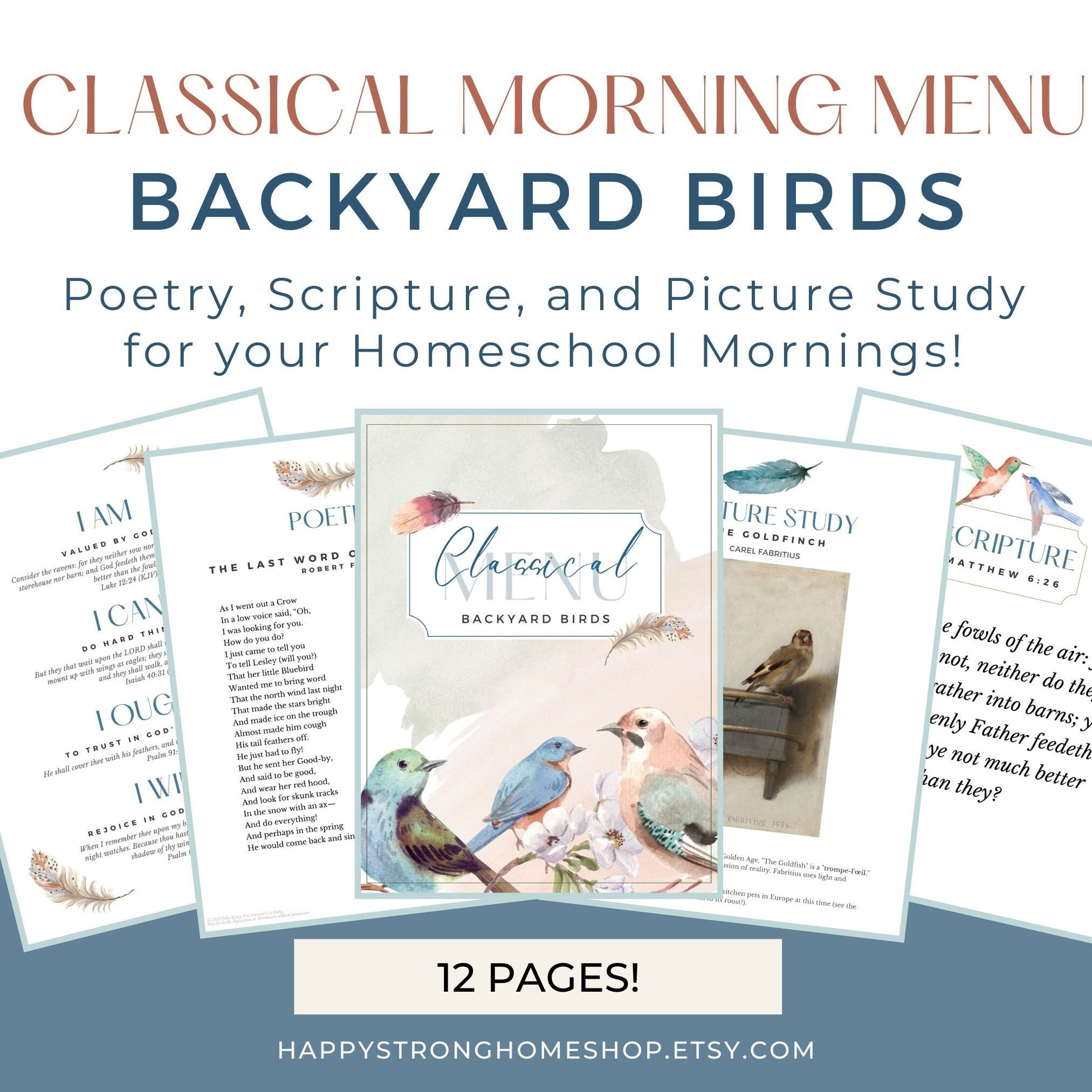 BACKYARD BIRDS Classical Morning Menu Printable morning Time - Etsy