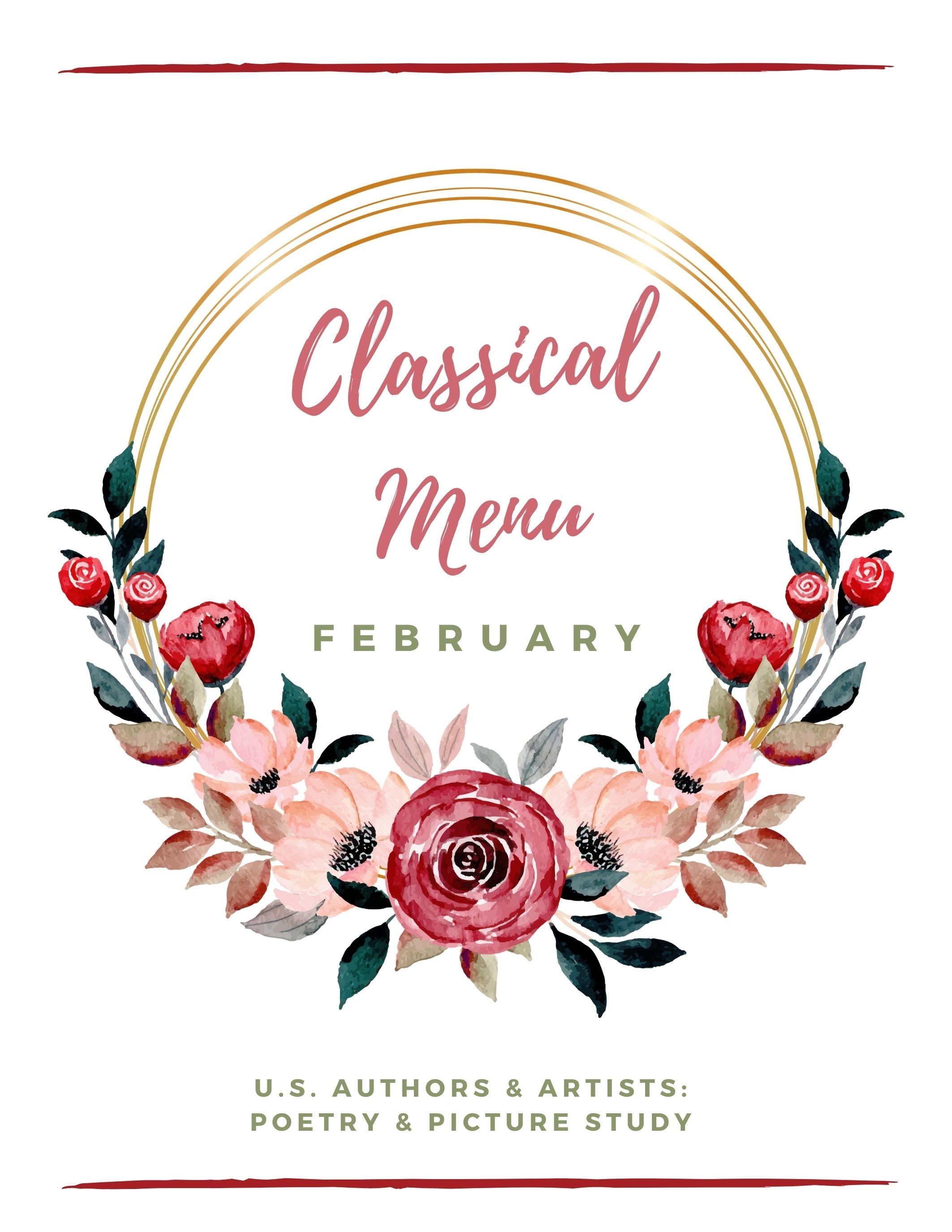 FEBRUARY Classical Morning Menu Printable (morning Time | Homeschool ...