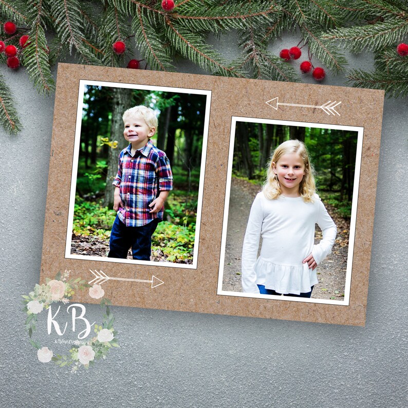 Plaid Merry Christmas Christmas Card|double Sided|photoshop Template ...