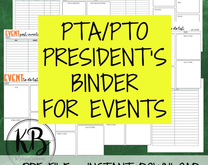 Classroom Parent Planner Printable PTO Room Parent Binder Template PTA ...