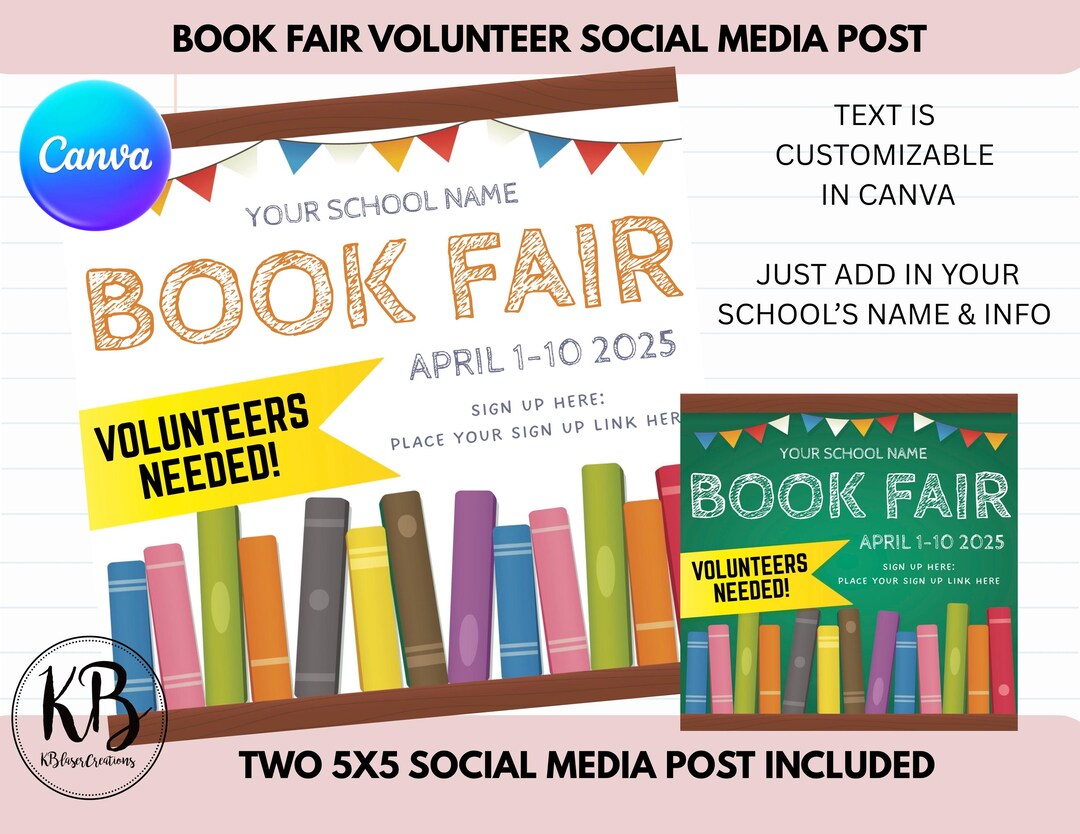 PTA, PTO Book Fair CANVA Template, Editable Template, Book Fair ...