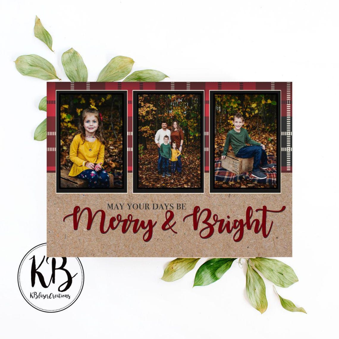Plaid Merry & Bright 5x7 Christmas Card|double Sided| Christmas Card ...