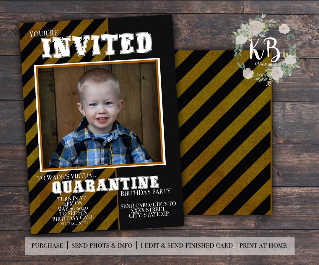 Quarantine Virtual Party Photo Birthday Invite Cardprintable - Etsy