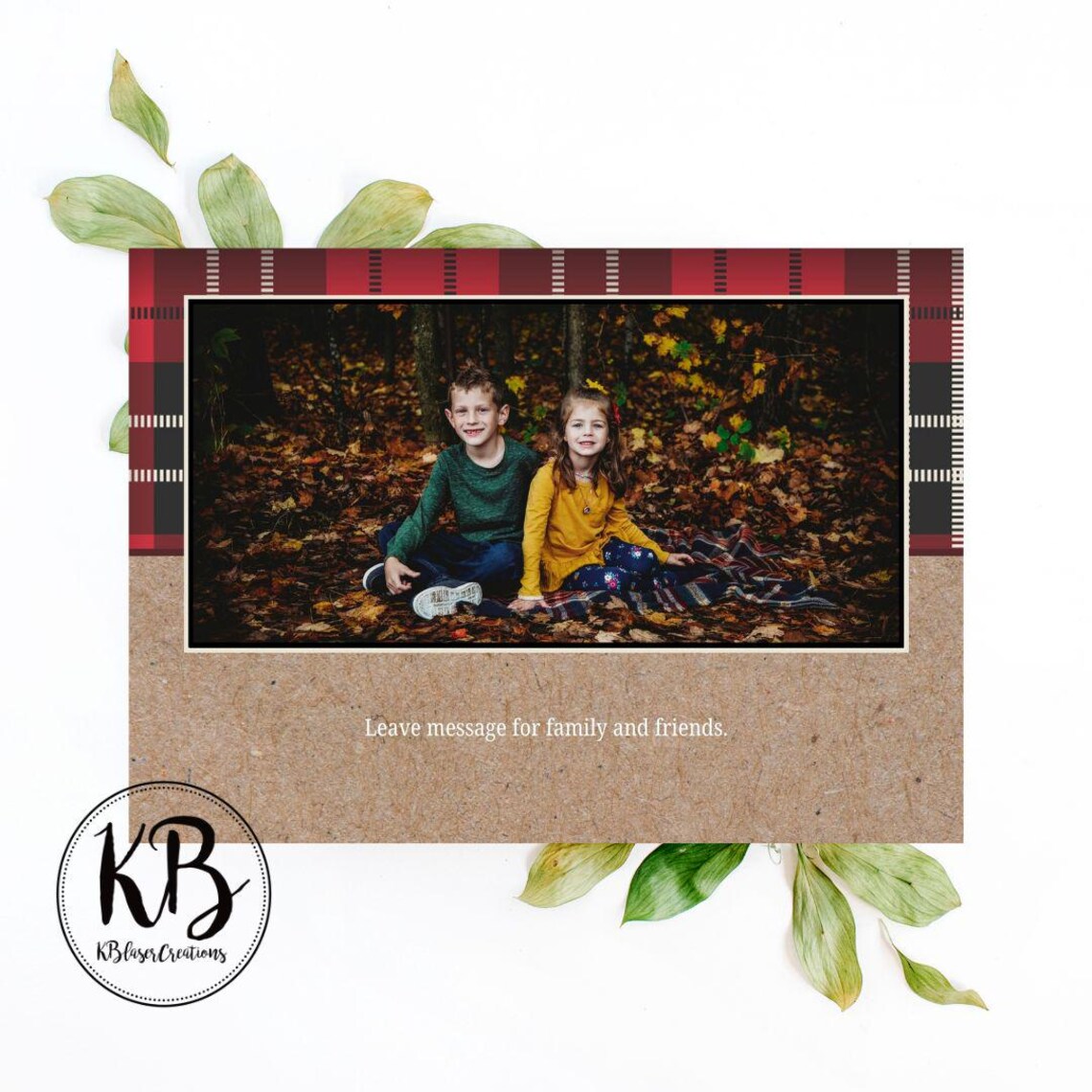 Plaid Merry & Bright 5x7 Christmas Card|double Sided| Christmas Card ...