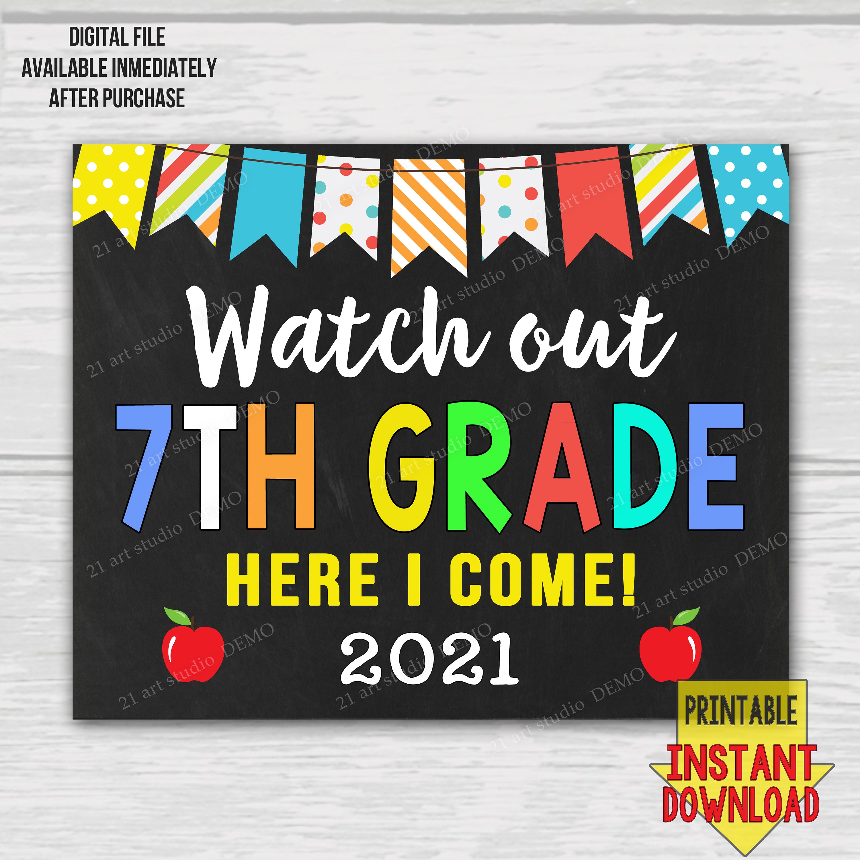 Watch out 7th grade here i come sign First day of School sign | Etsy