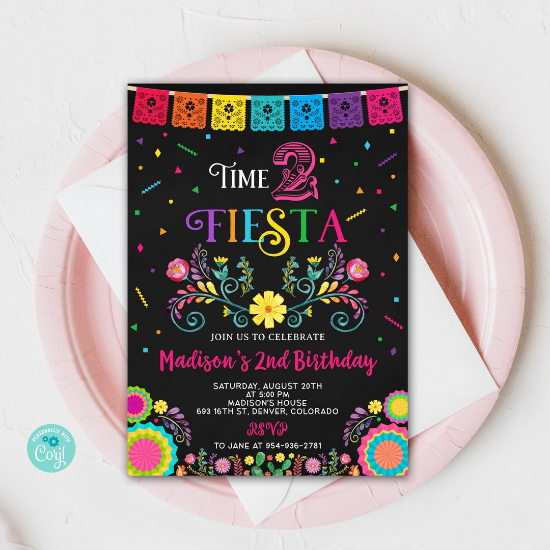Fiesta Birthday Invitation, EDITABLE Fiesta Birthday Invitation, Time ...