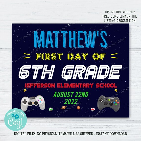 Editable First Day of School Sign Video Game First Day of - Etsy