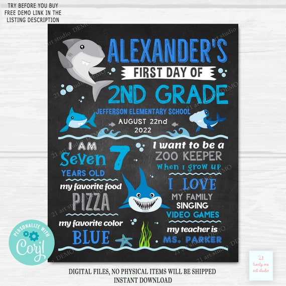 Mermaid First Day of School Sign First Day of 2nd Grade Sign - Etsy