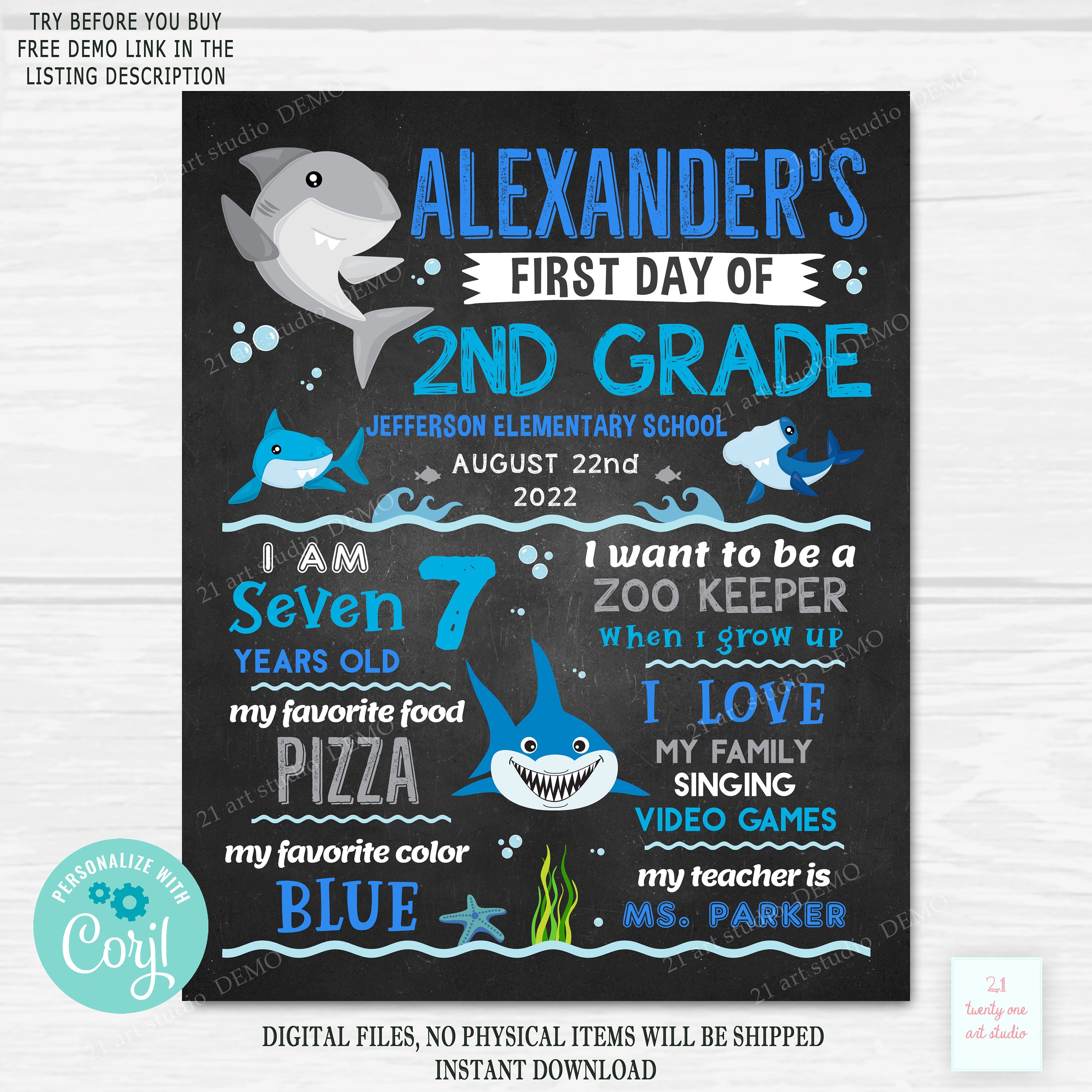 Mermaid First Day of School Sign First Day of 2nd Grade Sign - Etsy