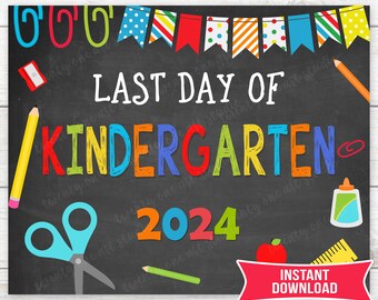 Last Day of Junior Kindergarten Sign, Last Day of Chalkboard, Photo ...