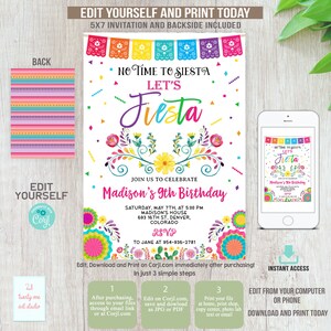 Fiesta Birthday Invitation, EDITABLE Fiesta Birthday Invitation, No ...