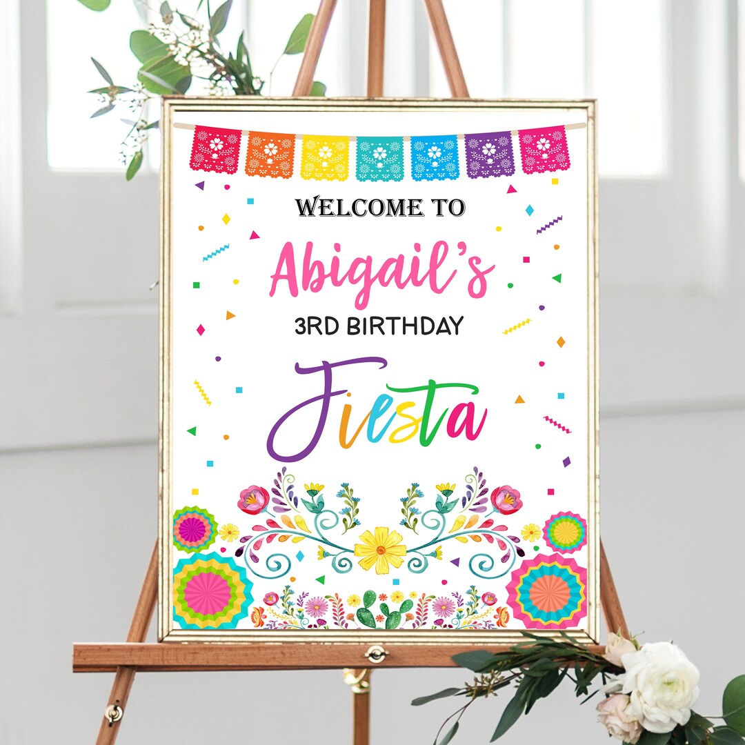 Fiesta Welcome Sign, EDITABLE Fiesta Birthday Welcome Sign, Mexican ...