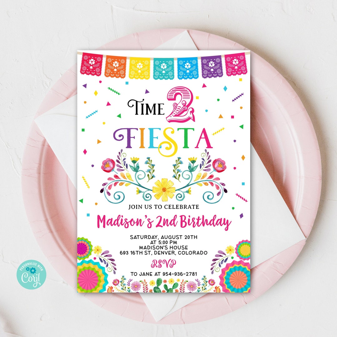 Fiesta Birthday Invitation, EDITABLE Fiesta Birthday Invitation, Time ...