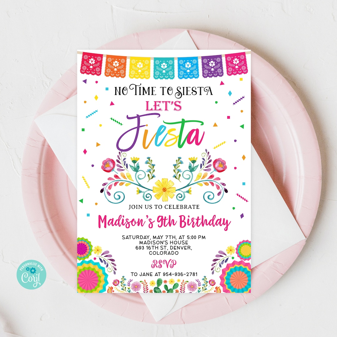 Fiesta Birthday Invitation, EDITABLE Fiesta Birthday Invitation, No ...
