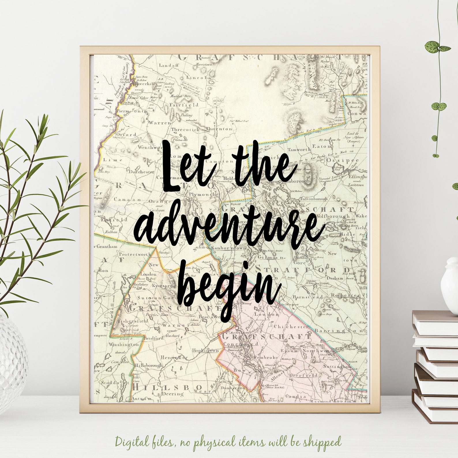 Let the Adventure Begin Wall Art Vintage Map Poster Map - Etsy