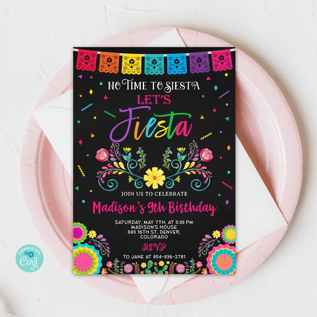 Fiesta Birthday Invitation, EDITABLE Fiesta Birthday Invitation, No ...