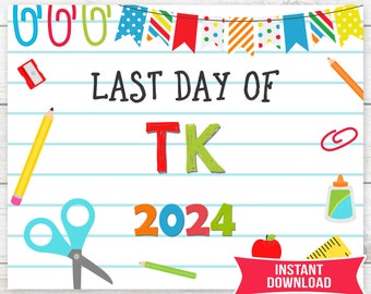 Last Day of Kindergarten Sign, Last Day of Kindergarten White Print ...