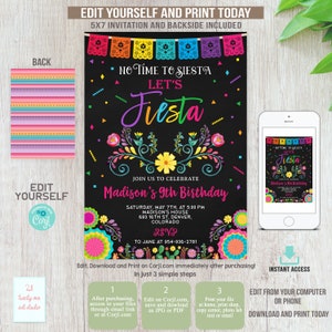 Fiesta Birthday Invitation, EDITABLE Fiesta Birthday Invitation, No ...