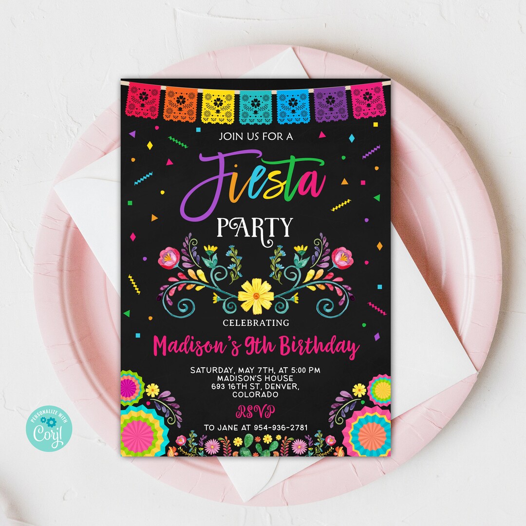 Fiesta Birthday Invitation, EDITABLE Fiesta Birthday Invitation, Fiesta ...