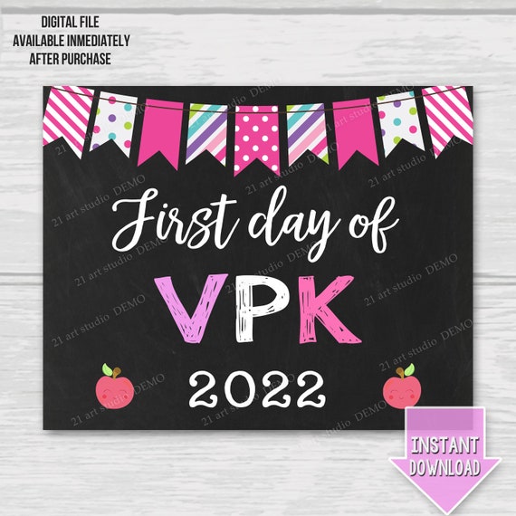 First Day of School Sign First Day of Vpk Chalkboard Poster - Etsy