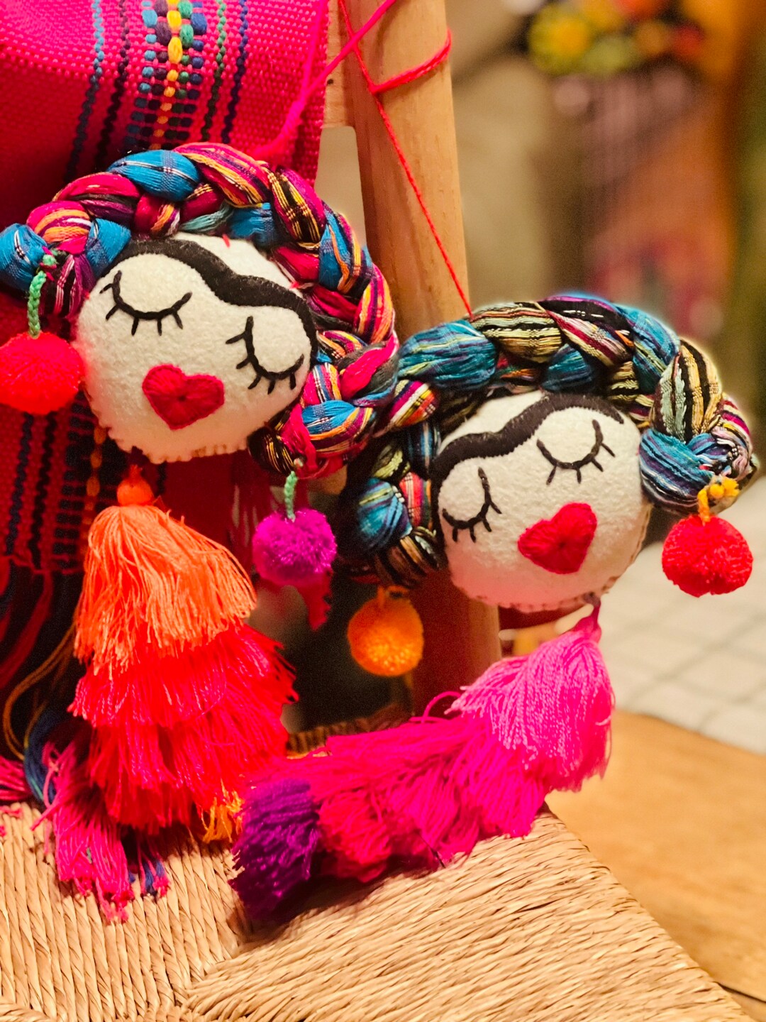 Frida Kahlo Face Pom-poms With Tassel - Etsy