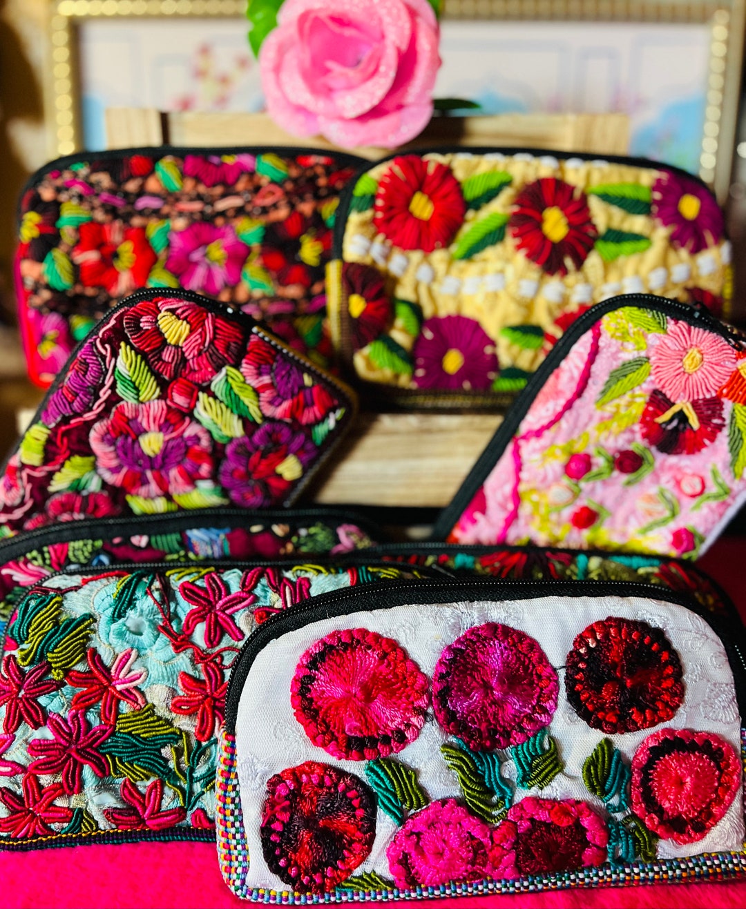 Embroidered Cosmetic Rococo Bag, Artesania Mexicana - Etsy