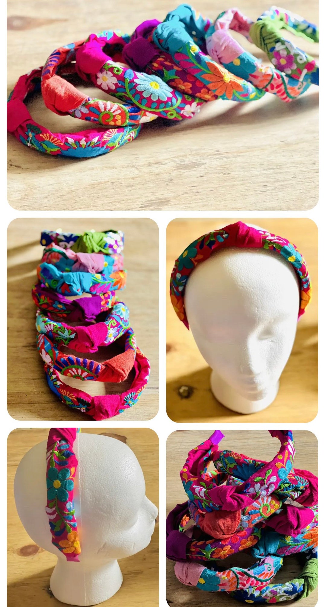 Floral Embroidered Artesanal Head Bands - Etsy