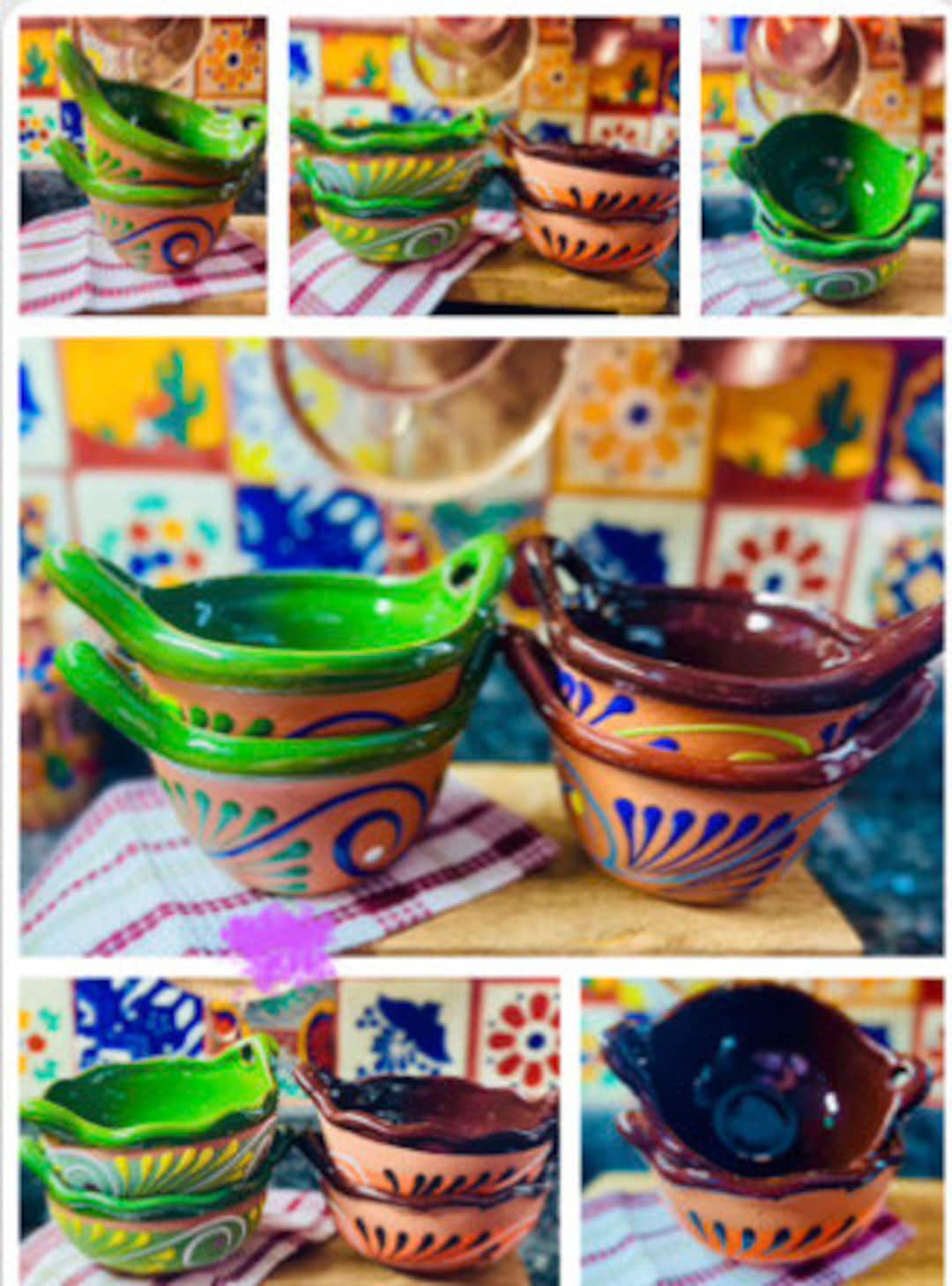 Mexican Hand Made Hand Painted Pottery 6” Cazuelita Bowls Assorted ...