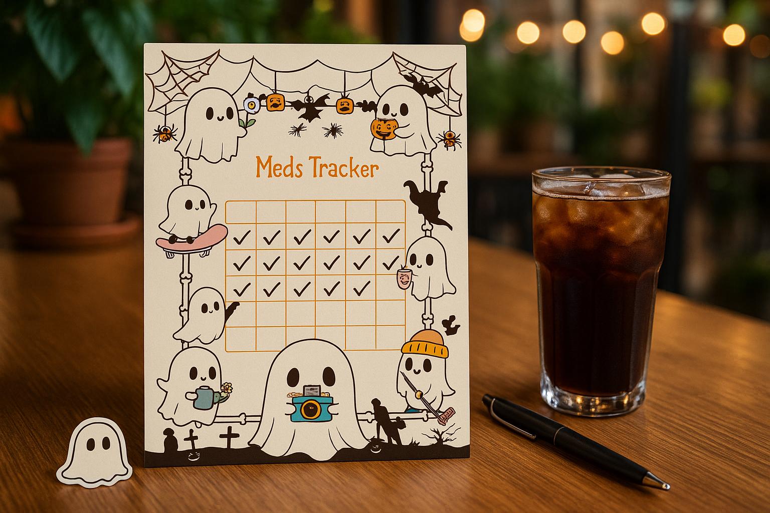 Halloween Meds Tracker | Ghost Aesthetic Printable | October Medication ...