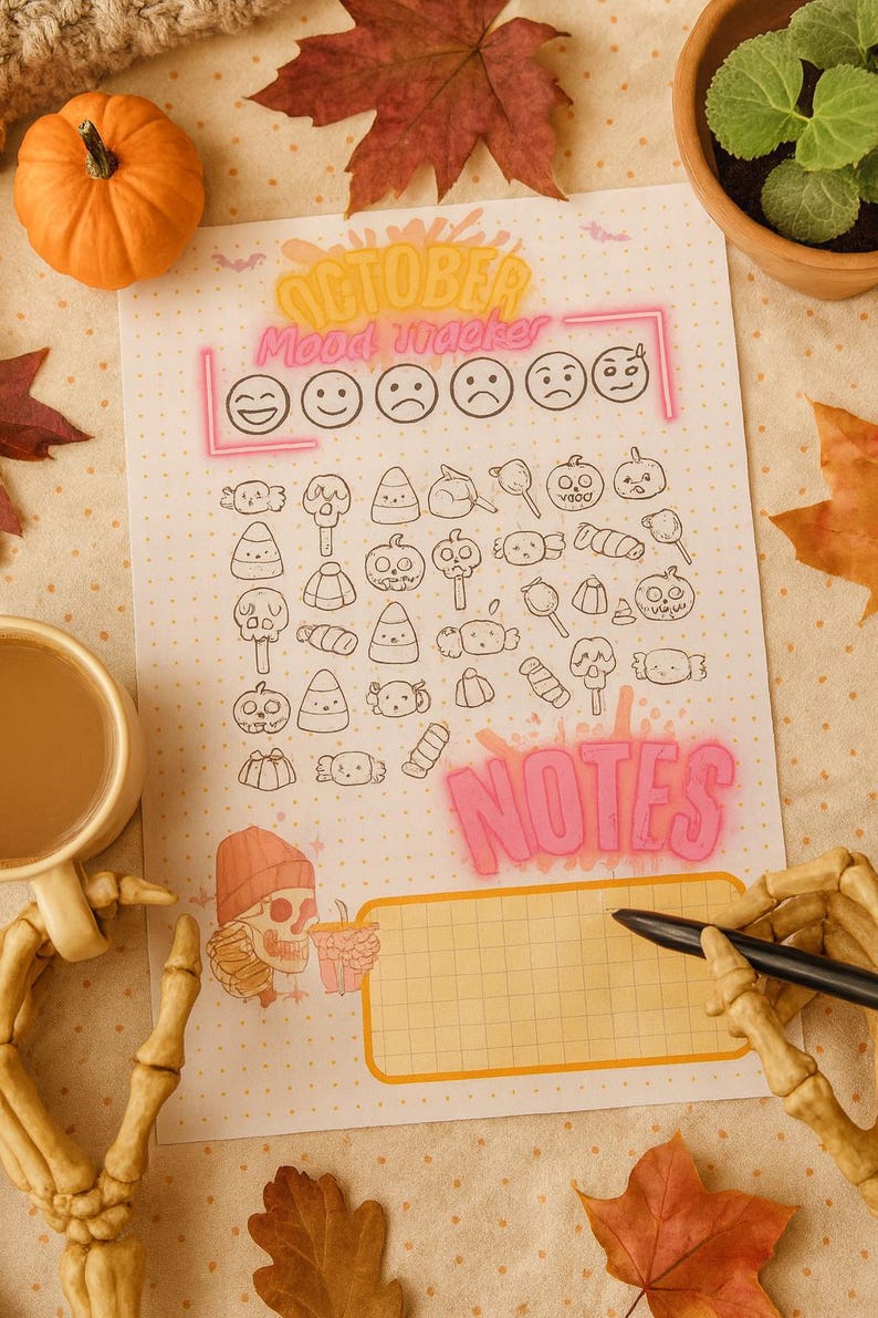 October Mood Tracker Printable | Halloween Mood Tracker | Digital ...
