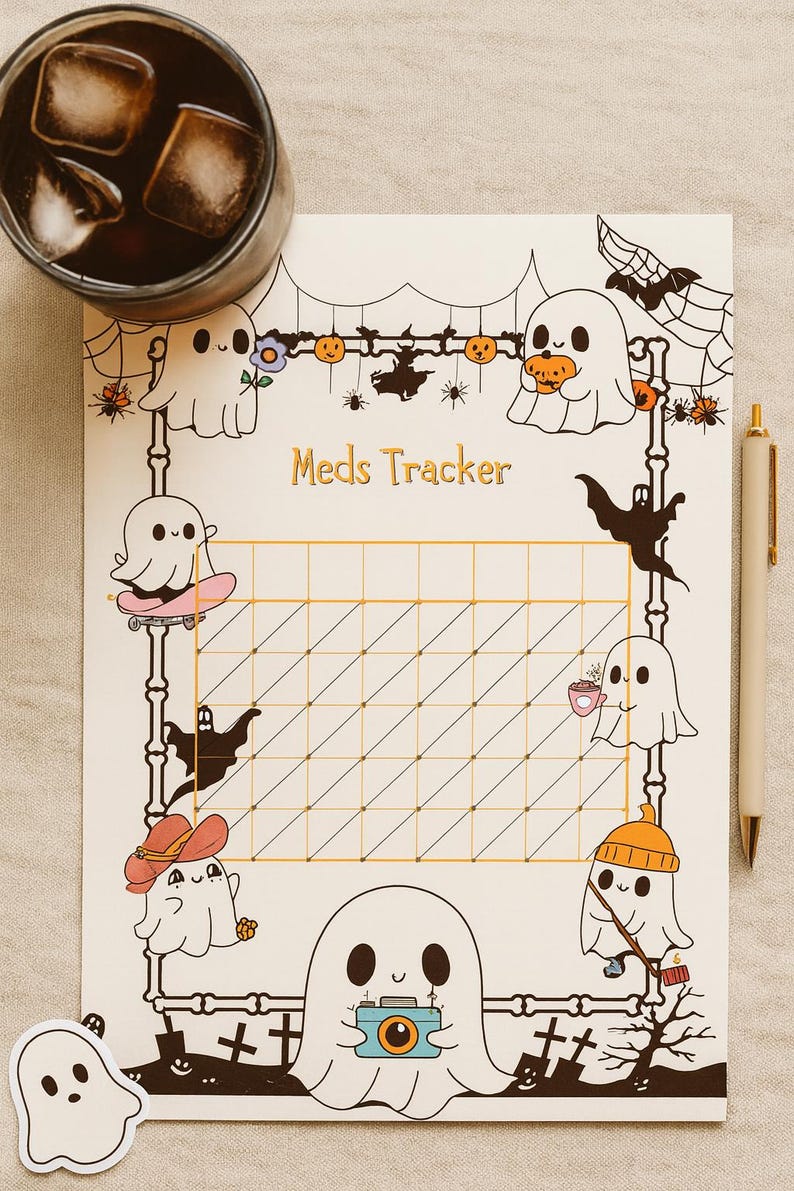 Halloween Meds Tracker | Ghost Aesthetic Printable | October Medication ...