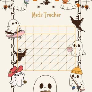 Halloween Meds Tracker | Ghost Aesthetic Printable | October Medication ...