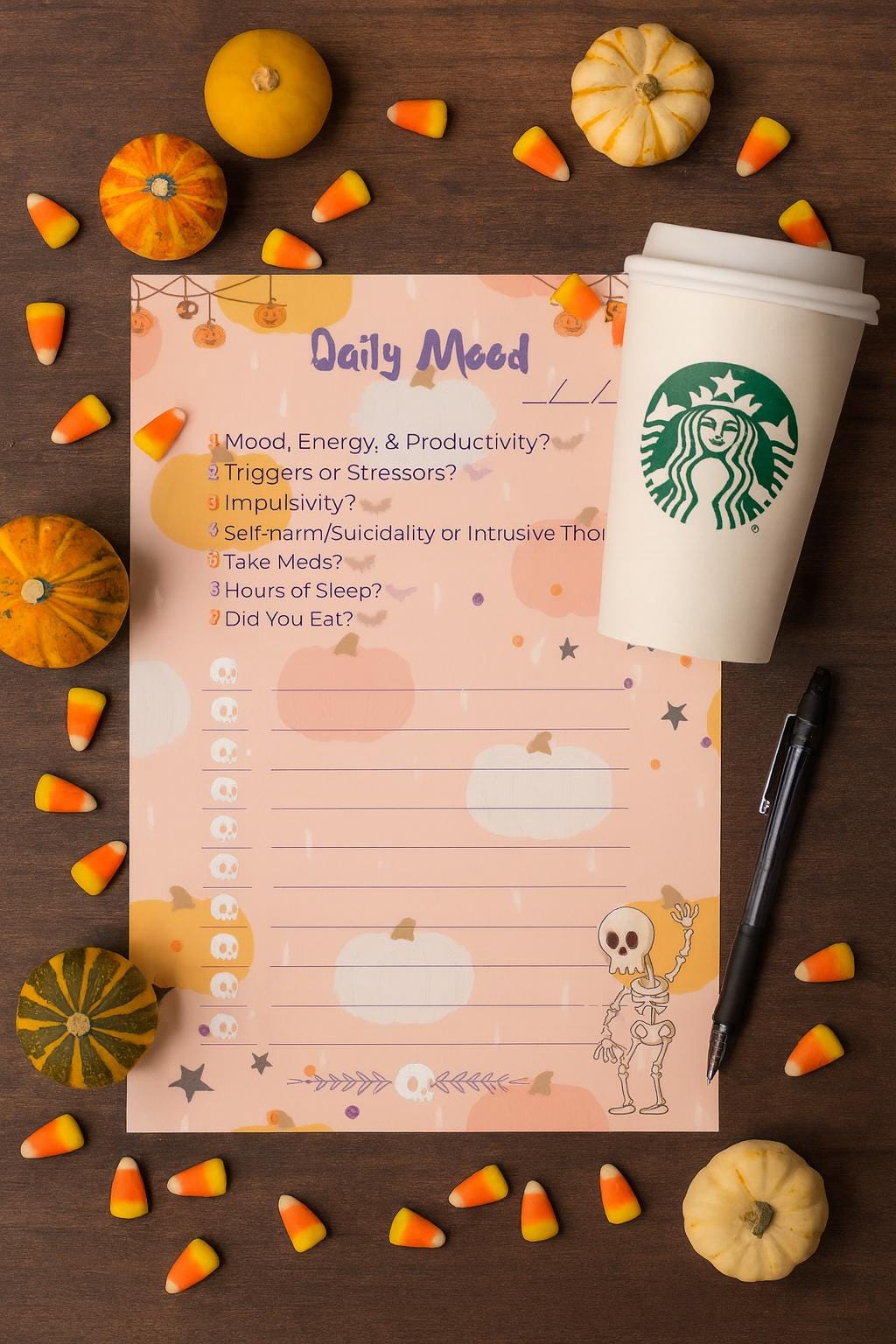 Halloween Daily Mood Tracker | Printable Mental Health Journal Page ...