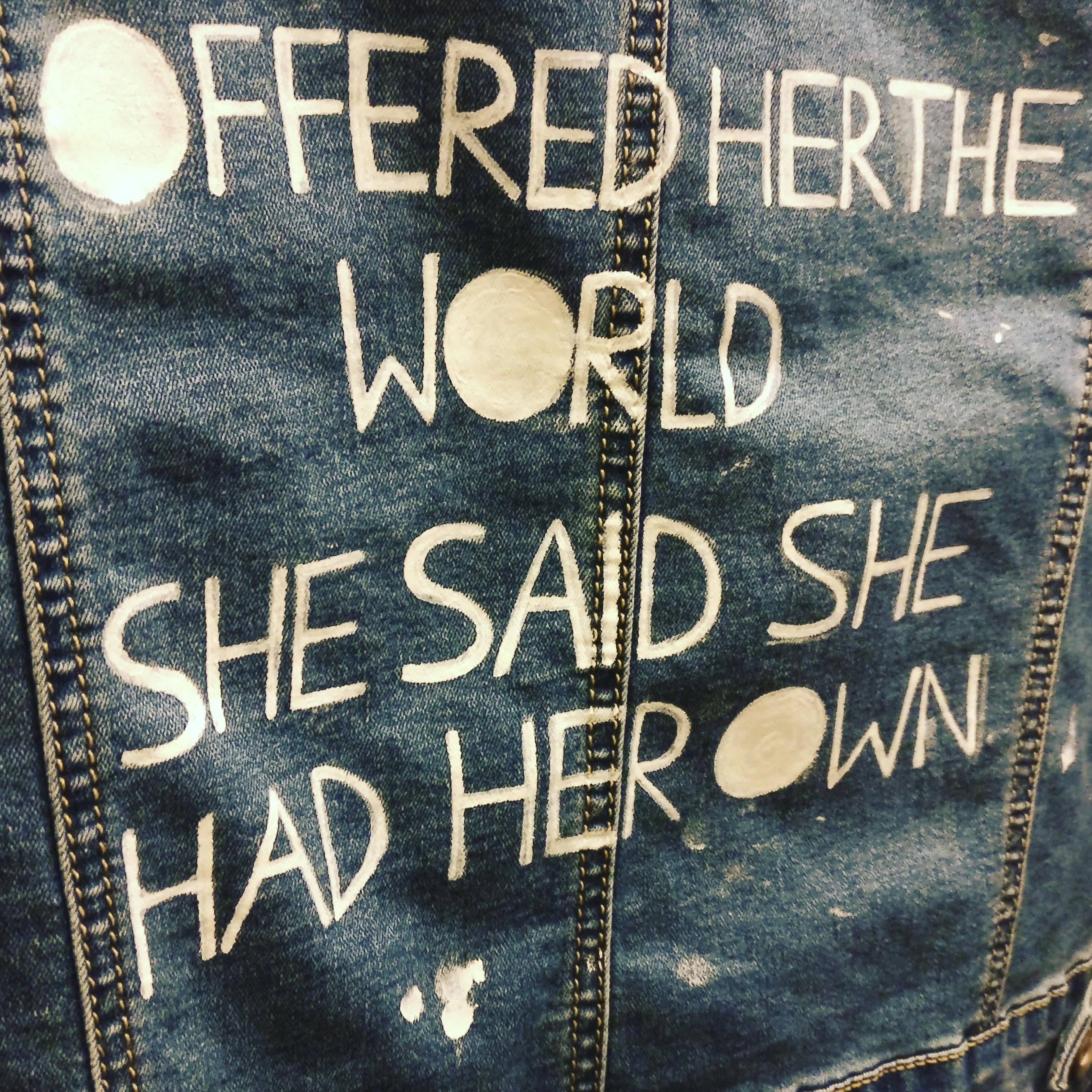 CUSTOM MADE Hand Painted Denim Jacket With Quote - Etsy UK