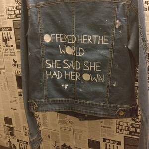 CUSTOM MADE Hand Painted Denim Jacket With Quote - Etsy UK