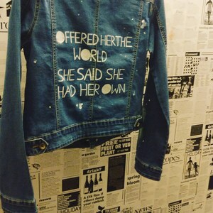 CUSTOM MADE Hand Painted Denim Jacket With Quote - Etsy UK